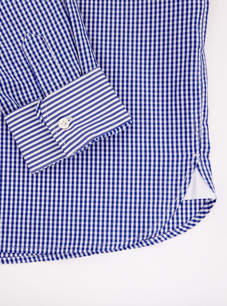 Mens Shirt, Royal Blue Gingham, Cotton Poplin – Newmarket 875