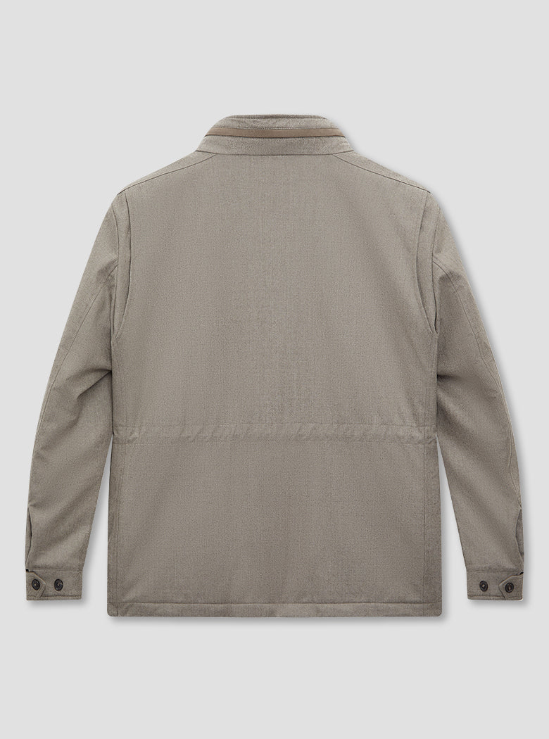 Mens Hannibal Jacket, Military Style, Woolen Cloth, Stone – Newmarket 875