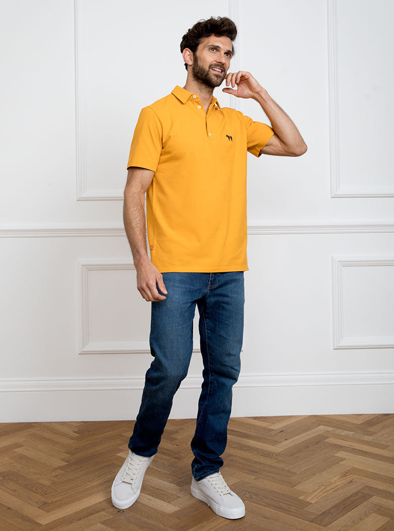 Mens Polo Shirt, Gold Cotton Polo – Newmarket 875